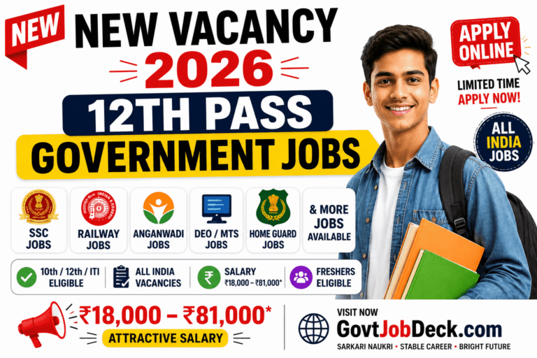 New Vacancy 2026 12th Pass Government Jobs Apply Online